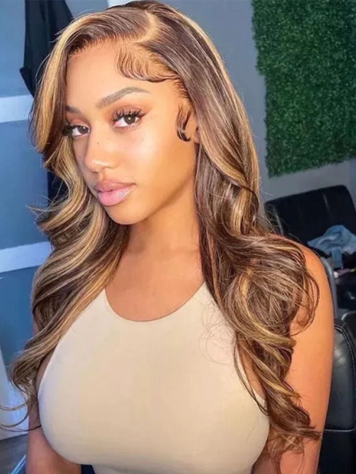 Alipop 360 Lace Front Wig Body Wave Honey Blonde Highlights Wig ...